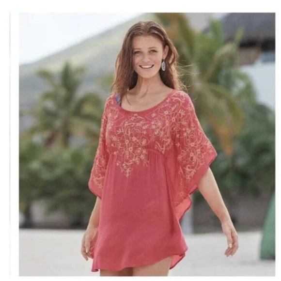Sundance | Swim | Sundance Embroidered Melon Tunic Swim Coverup Sz L ...